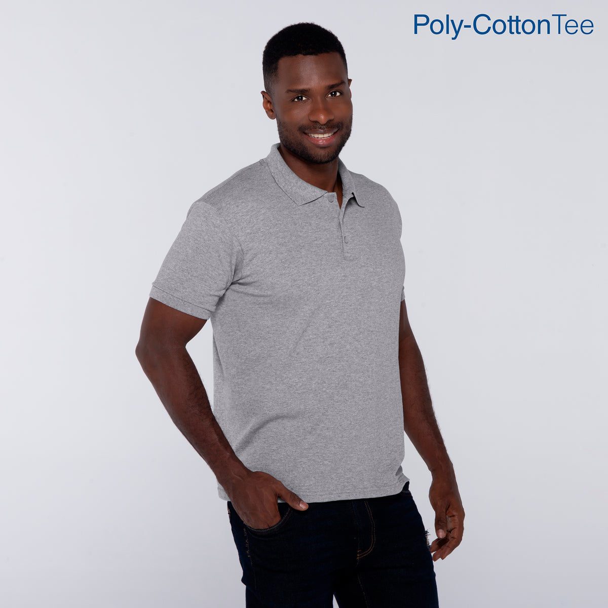 Adult Unisex 50/50 Polo Shirt (Heather Grey) — Yazbek USA Mint