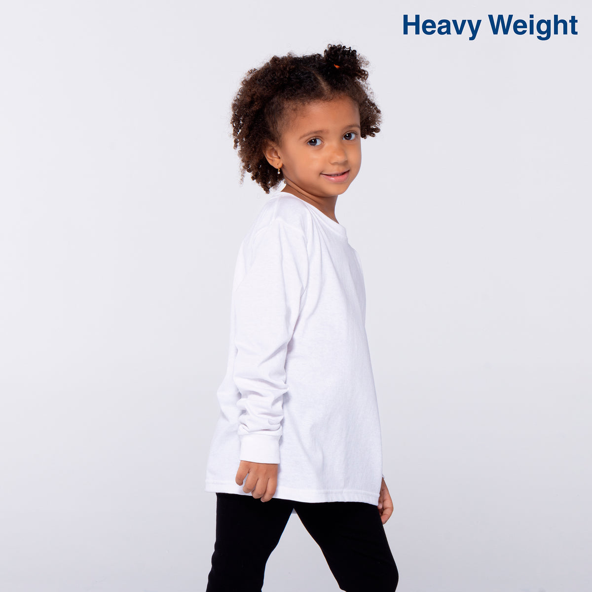 Kid’s Heavy Weight Crew Neck Long Sleeve T Shirt (White) — Yazbek USA Mint